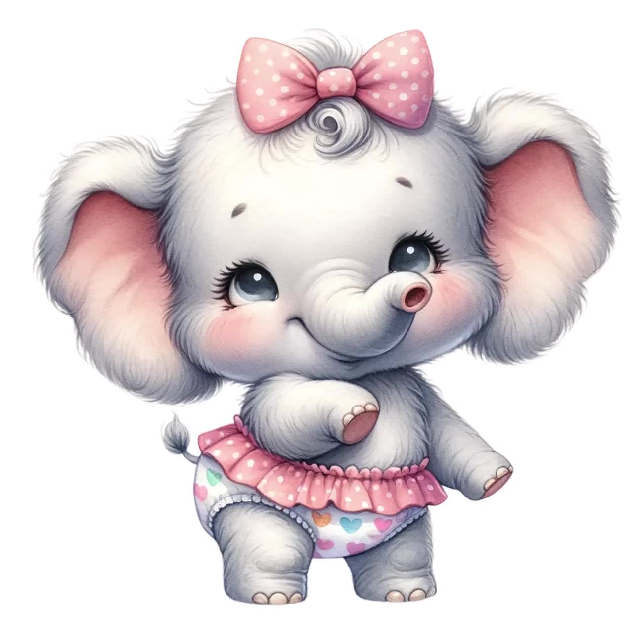 Elephant Clip Art Cute Baby Elephant Pink Baby By Yenzarthaut Birthday