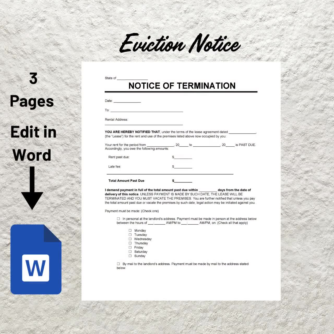 Legal Forms For Eviction Notice Template Notice To Terminate Tenancy
