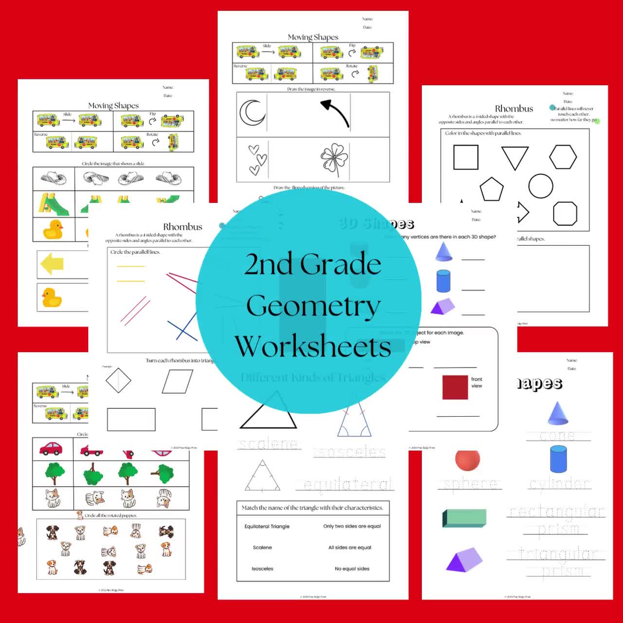 Geometric Shapes Worksheets For 2nd Grade Second Grade Geometry