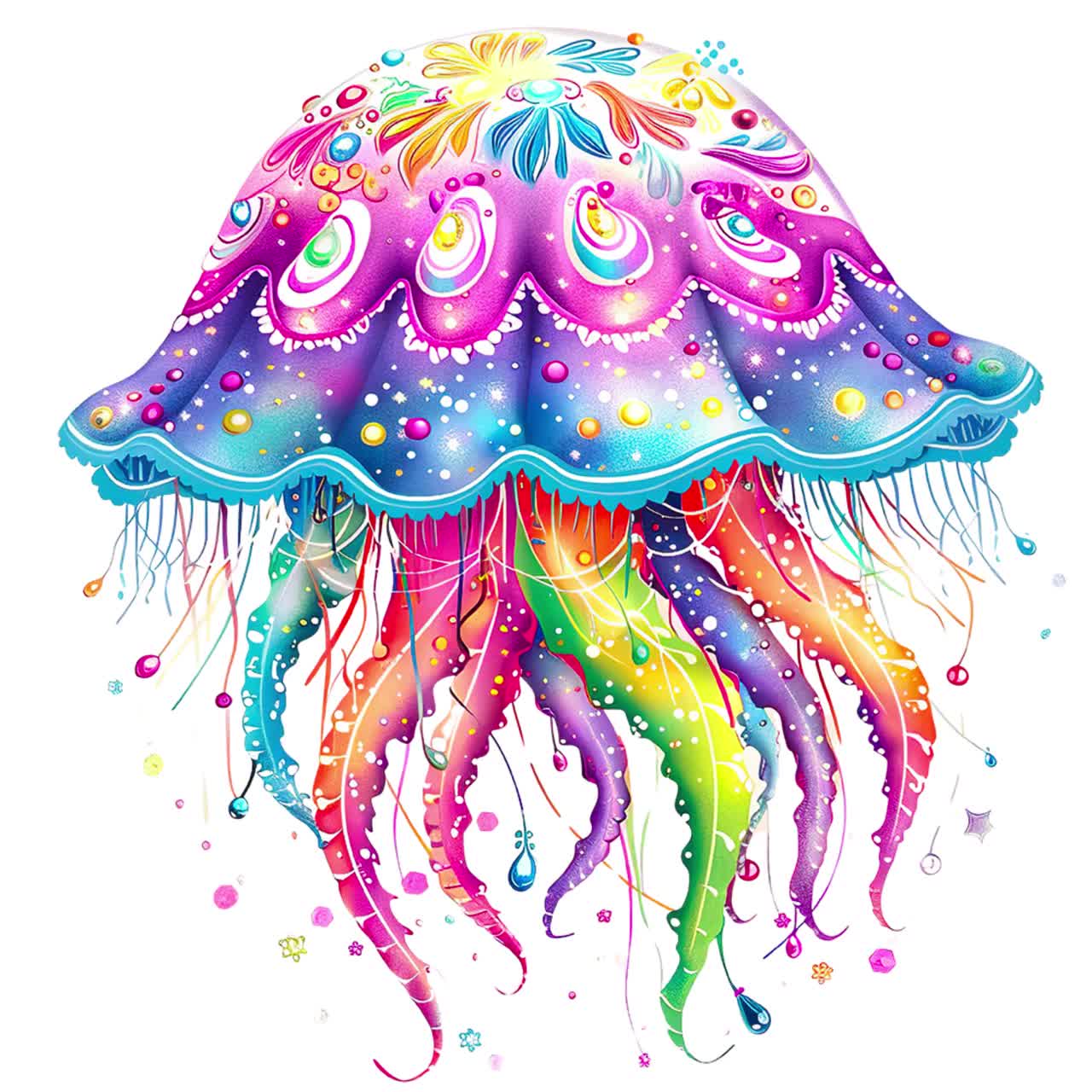 Baby Kwallen Cartoon Leuke Doodle Kwallen Naadloos Vectorpatroon