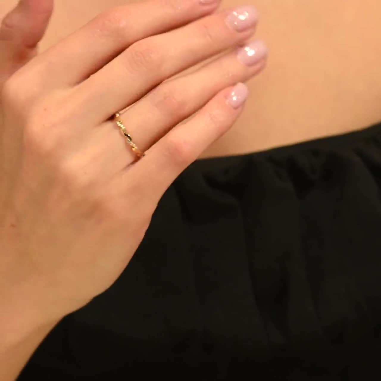 selling onlinestore Wave Ring in 14k Solid Gold | Thin Stacking S Ring ...