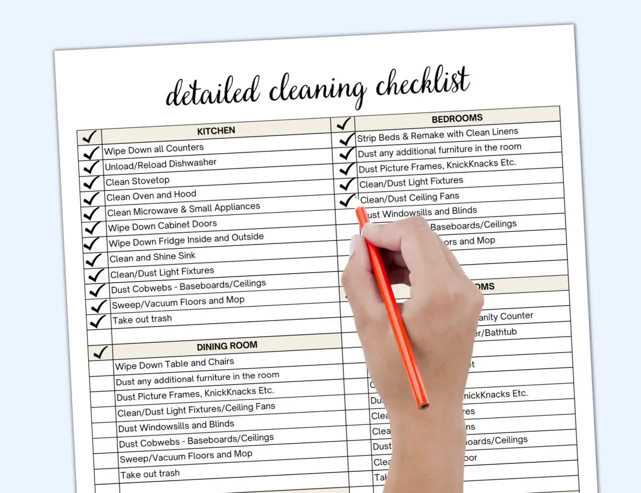 The Ultimate House Cleaning Checklist Printable Pdf Etsy
