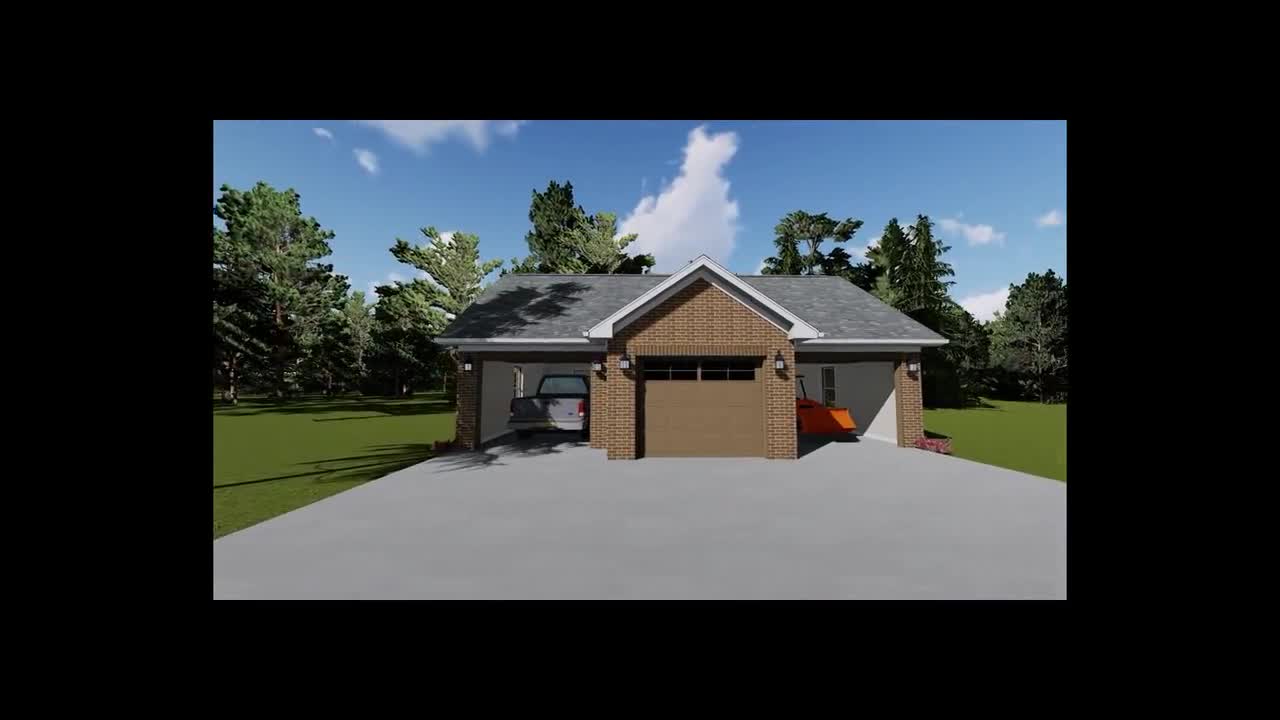 Brick Attached 2 Car Garage