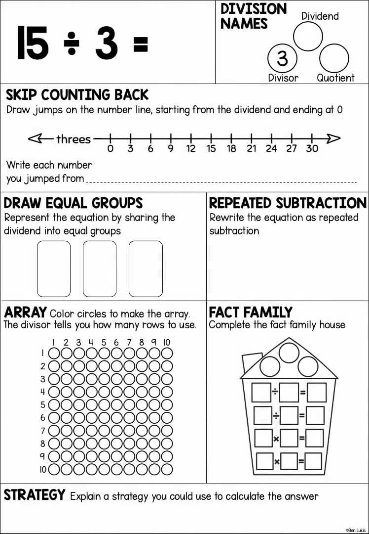 Common Core 4th Grade Math Division Worksheets Division & Equal Groups
