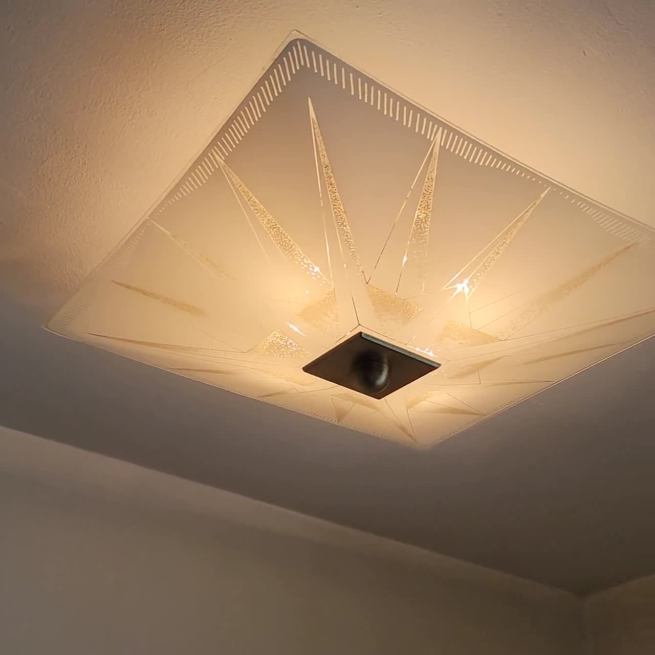 Rectangular Ceiling Light Fixture Shade Cloth 553c Vintage Large 60's