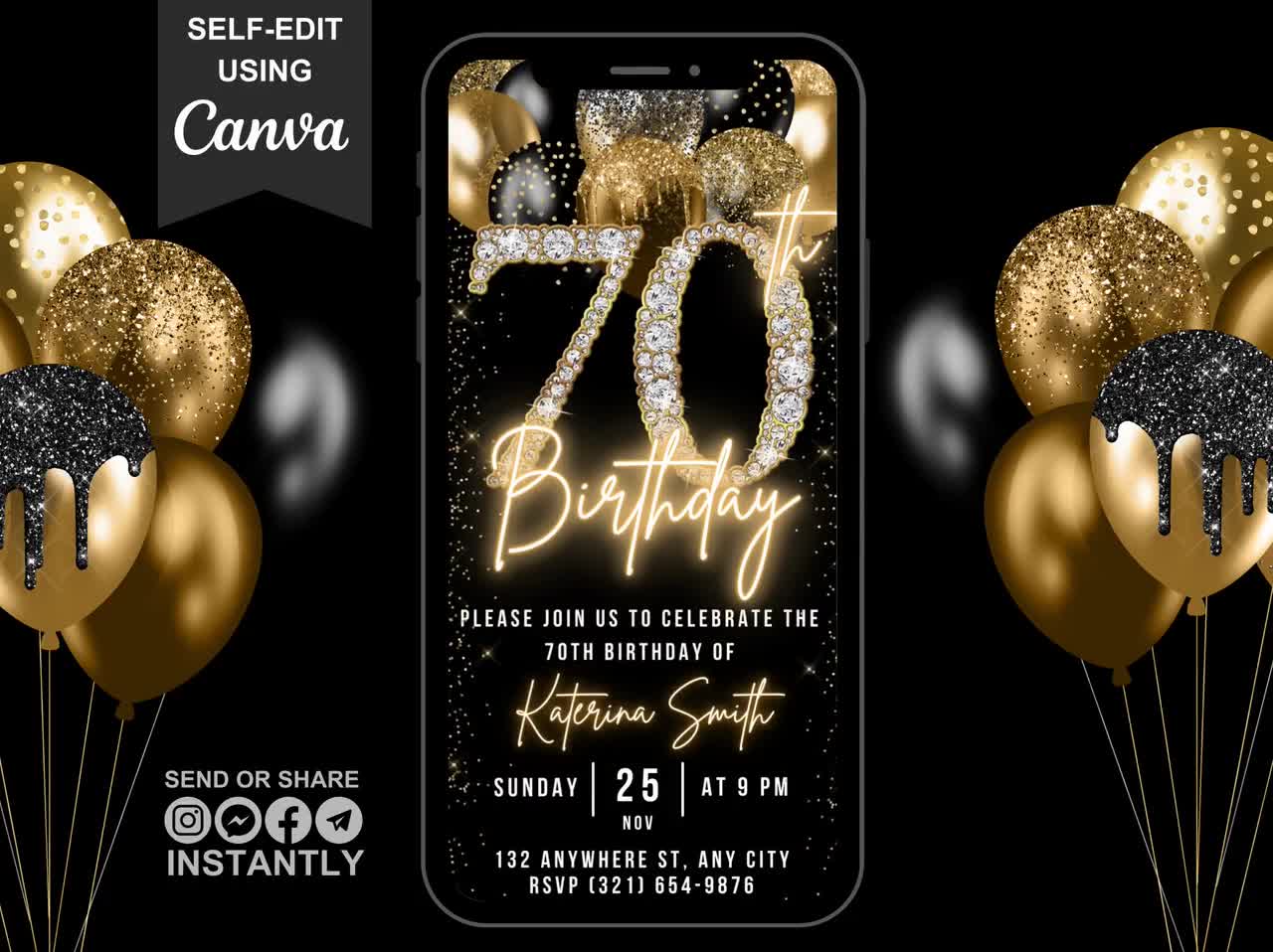 70 Birthday Invitations For Male