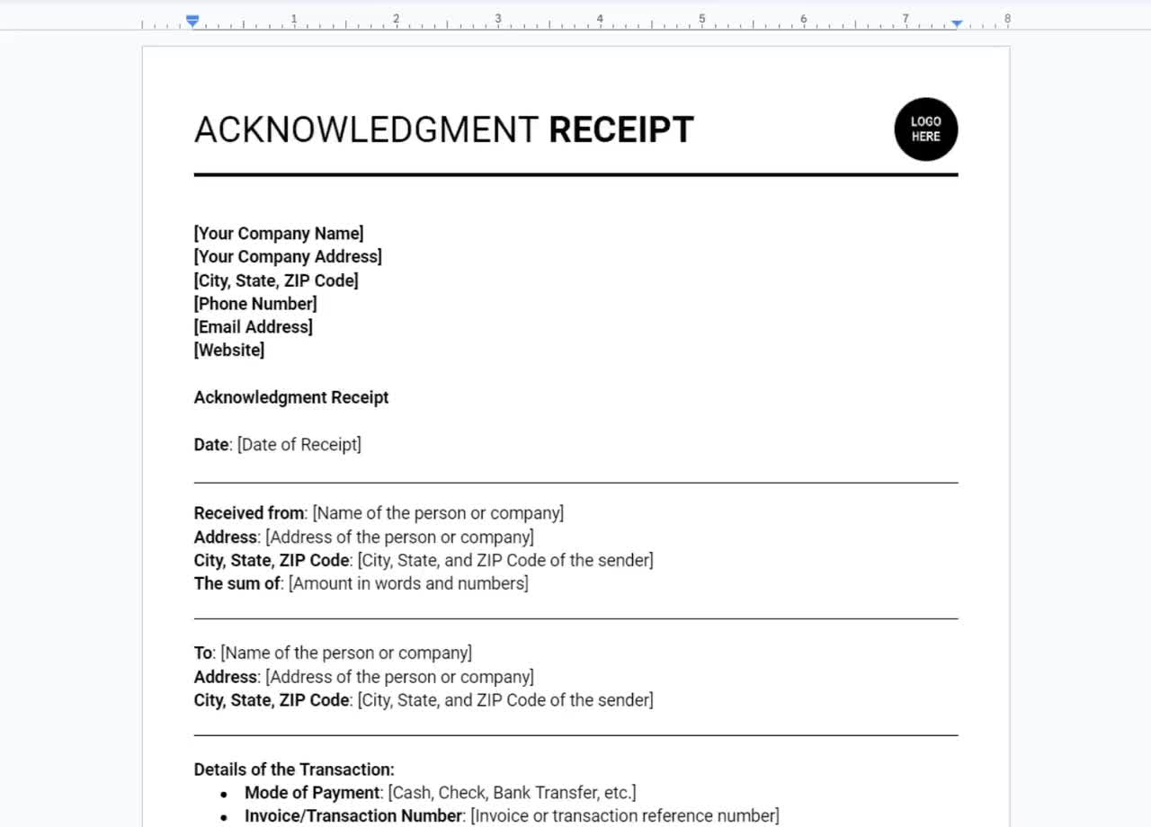 Acknowledgement Receipt 10+ Receipt Acknowledgement Letter Templates