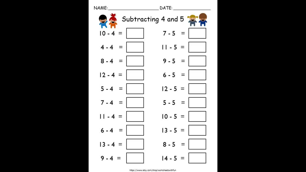 Subtraction Facts Worksheets For Kindergarten