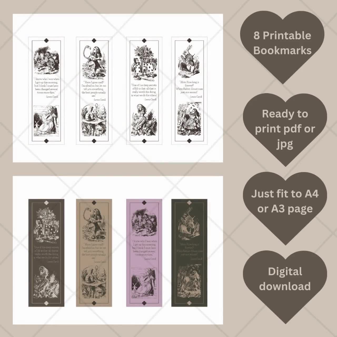 Alice In Wonderland Printable Bookmark