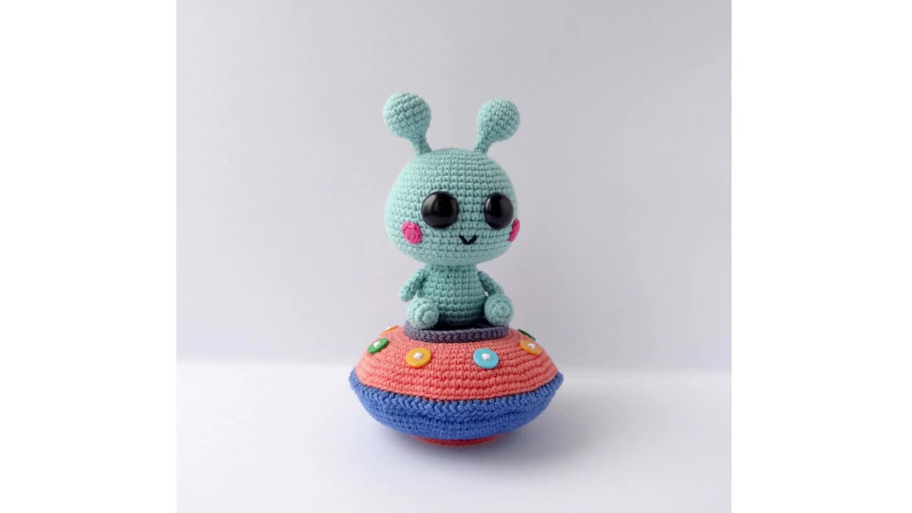 Amigurumi Alien Rabbit Chubby Alien Crochet Doll Colorful Stuffed