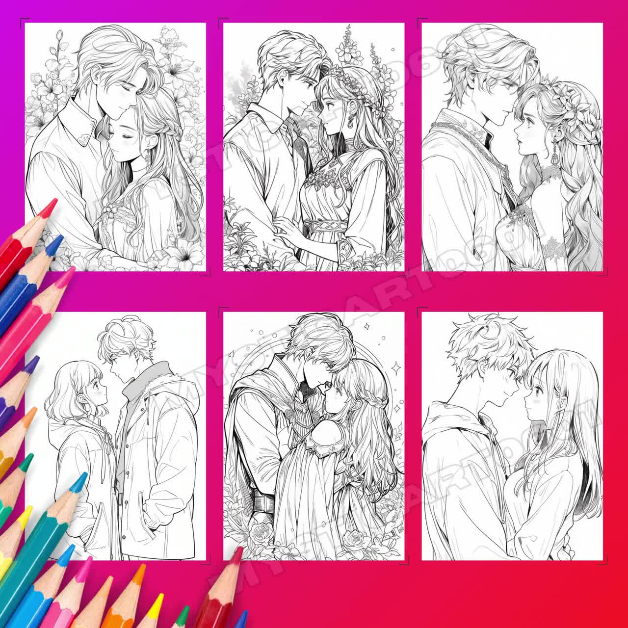 anime couples coloring pages