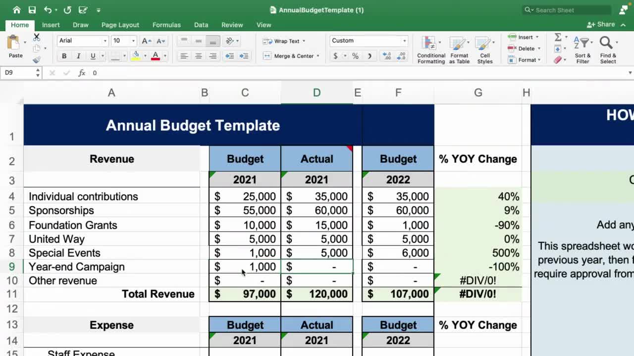 Plantilla De Presupuesto Anual Para Organizaciones Sin Fines De Lucro