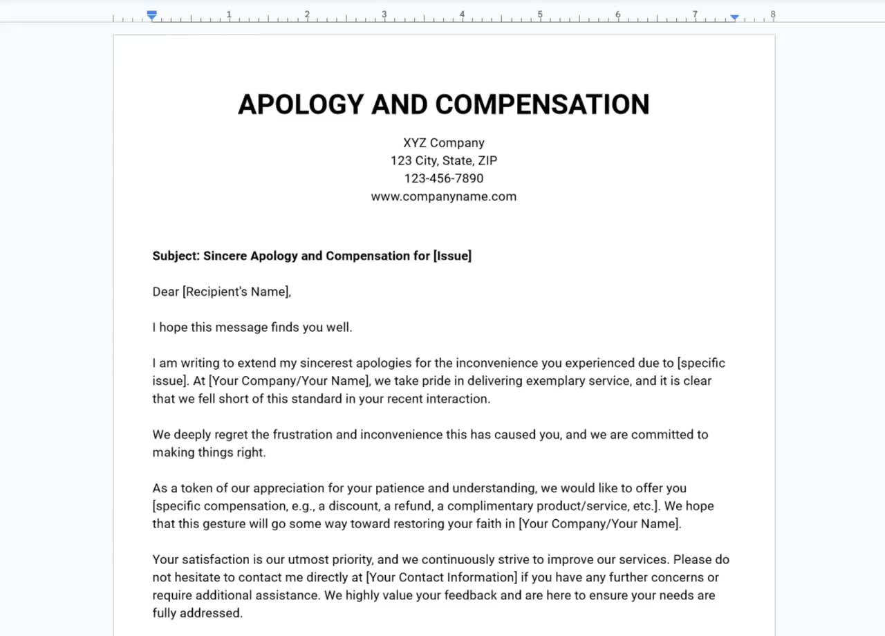 Apologize Letter Format