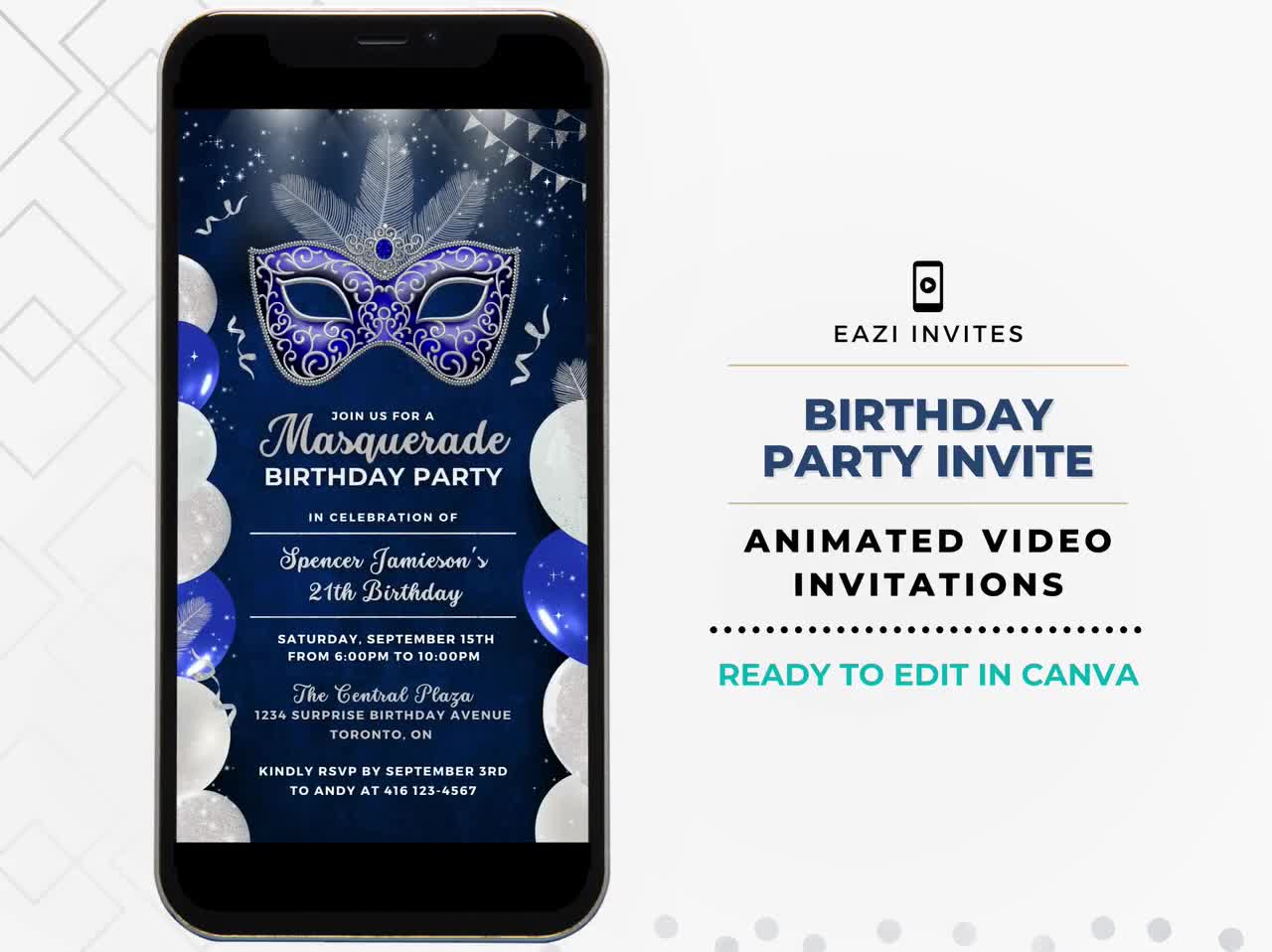 Sweet 16 Masquerade Blank Template
