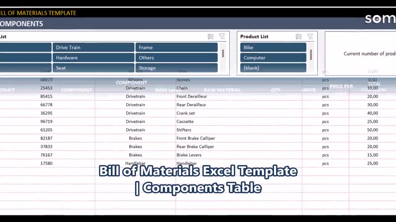 Bill Of Materials Excel Template