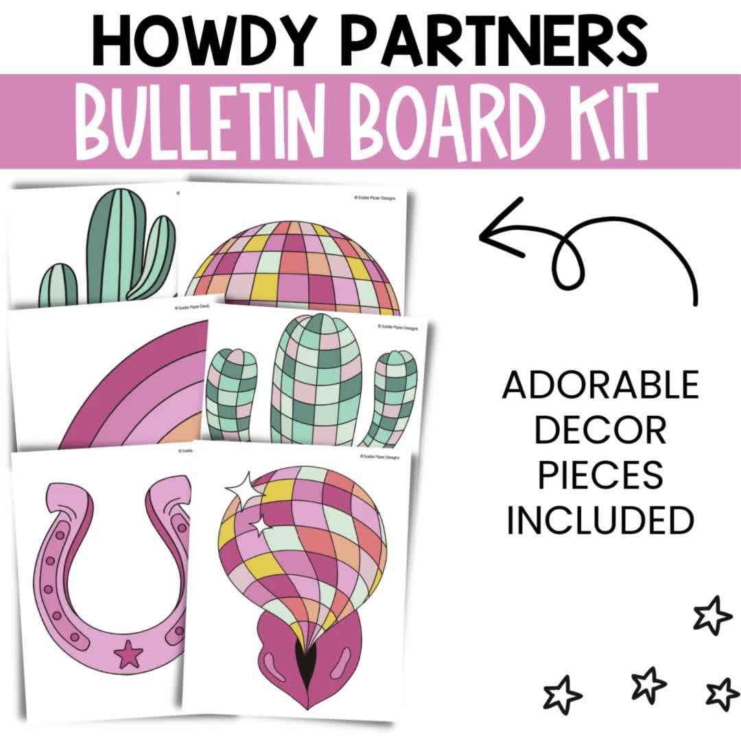 Back To School Board Western Cowgirl Bulletin Board Set - Howdy ...
