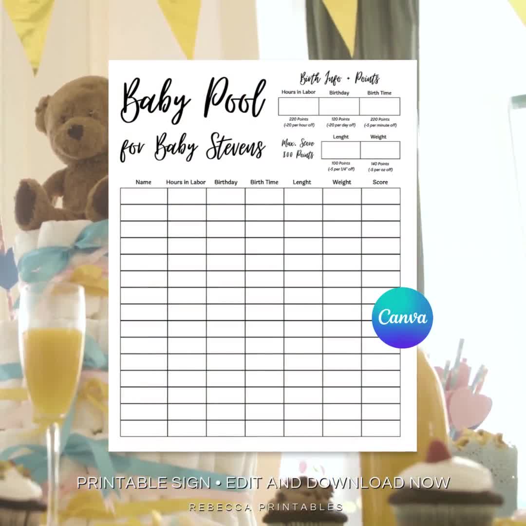 Printable Baby Shower Game Baby Pool Baby Pool Calendar | Anyway,