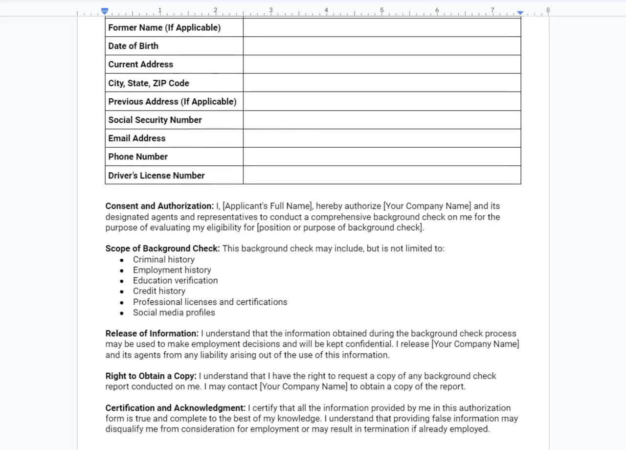Background Consent Form