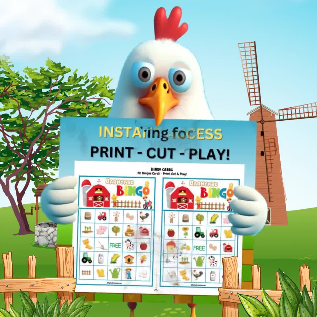 Chicken bingo cards,Farm animals bingo game,Barnyard printable ...