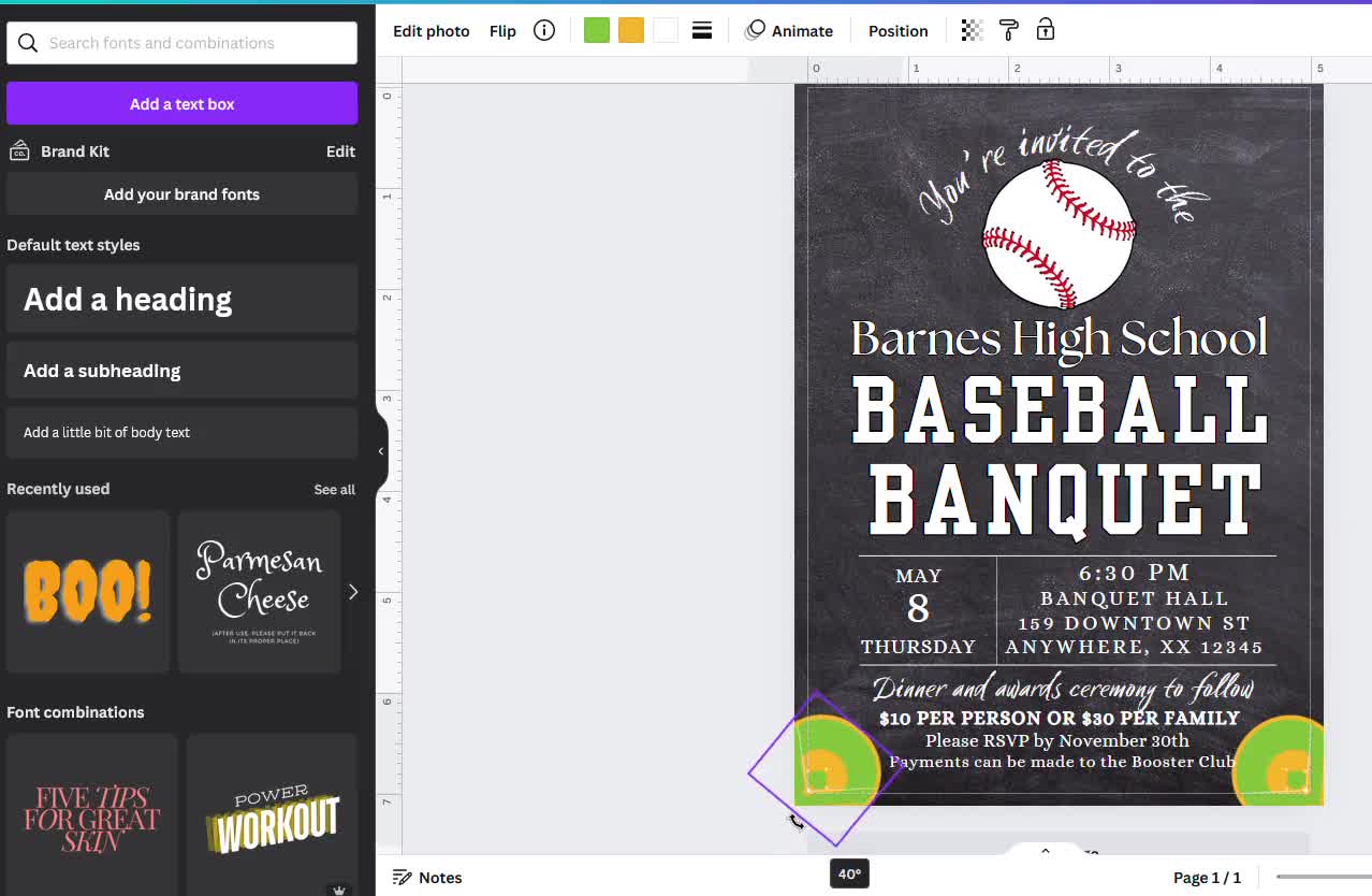 Baseball Banquet Invitations