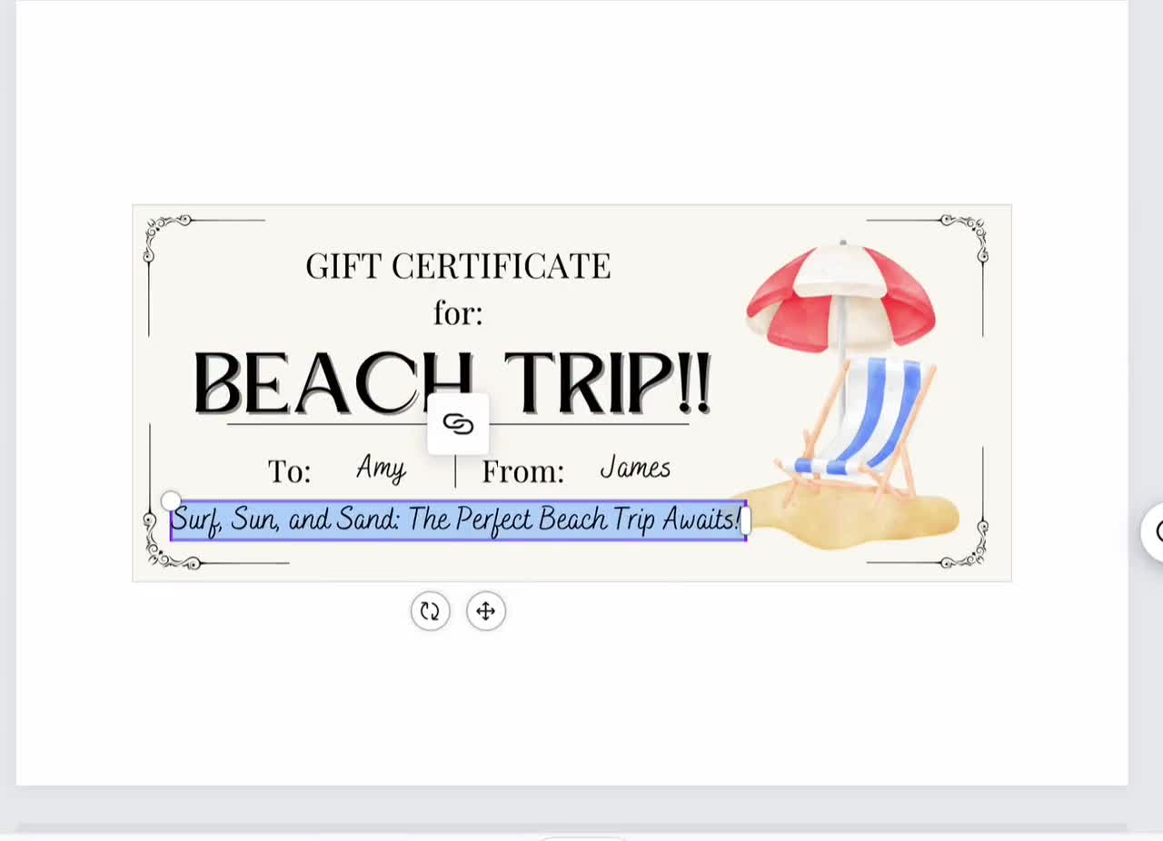 Gift Certificate Beach