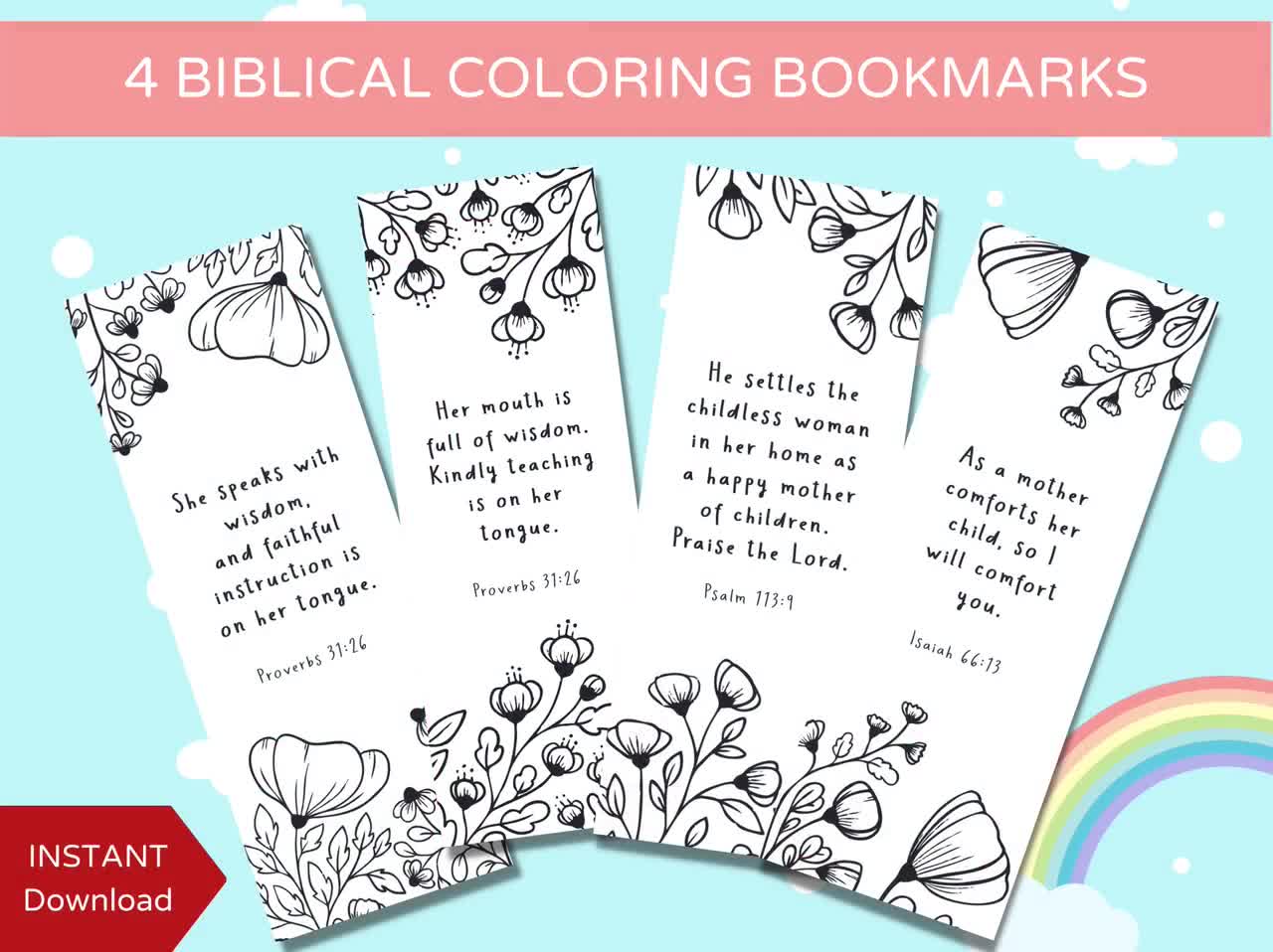 Free Printable Bible Verse Bookmarks To Color Out Upon The, 50% OFF