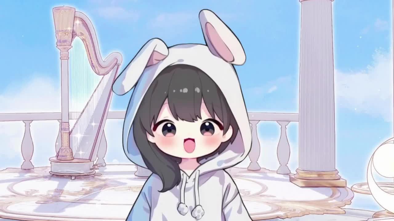 Cute Chibi Anime Bunny Rabbit Cute Cartoon Bunny On A Swing Stock