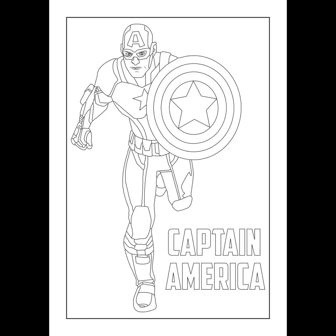 coloring page captain america shield