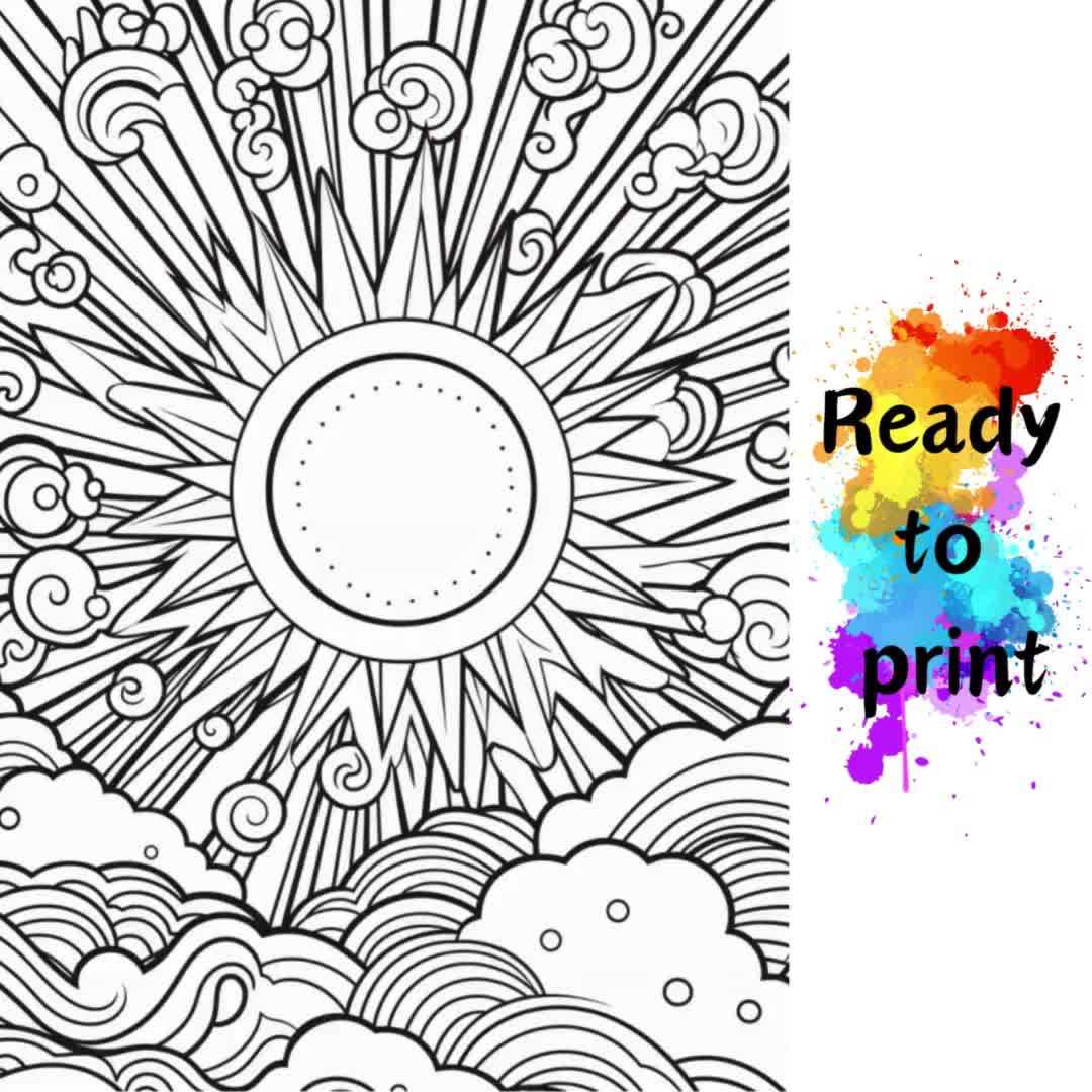 Set Of Two Moon Coloring Pagesdigital Printable Moon Coloring Etsy