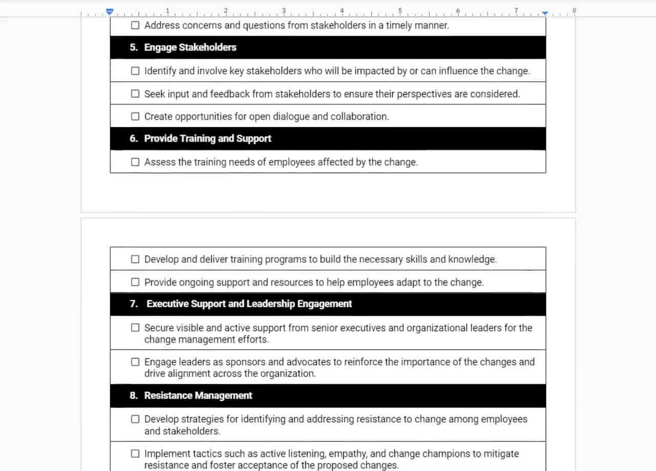 Change Management Checklist