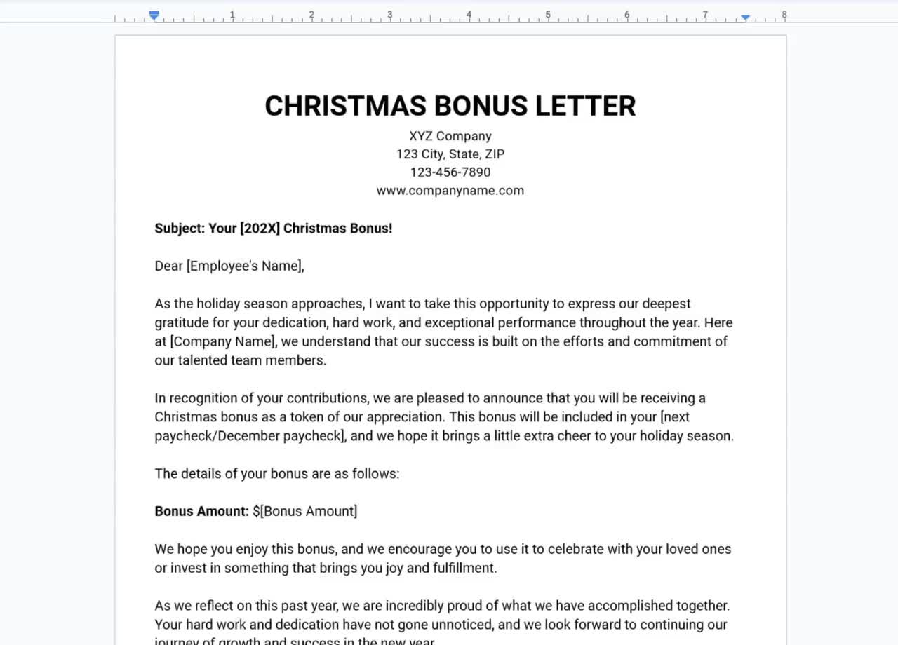 Bonus Letter