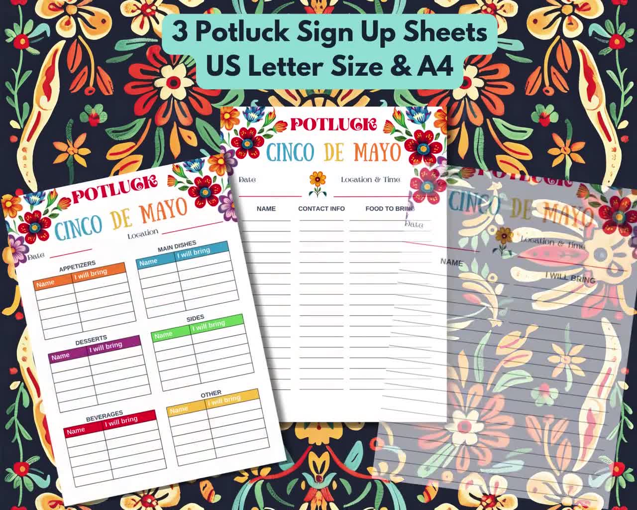 Cinco De Mayo Sign Up Sheet Free