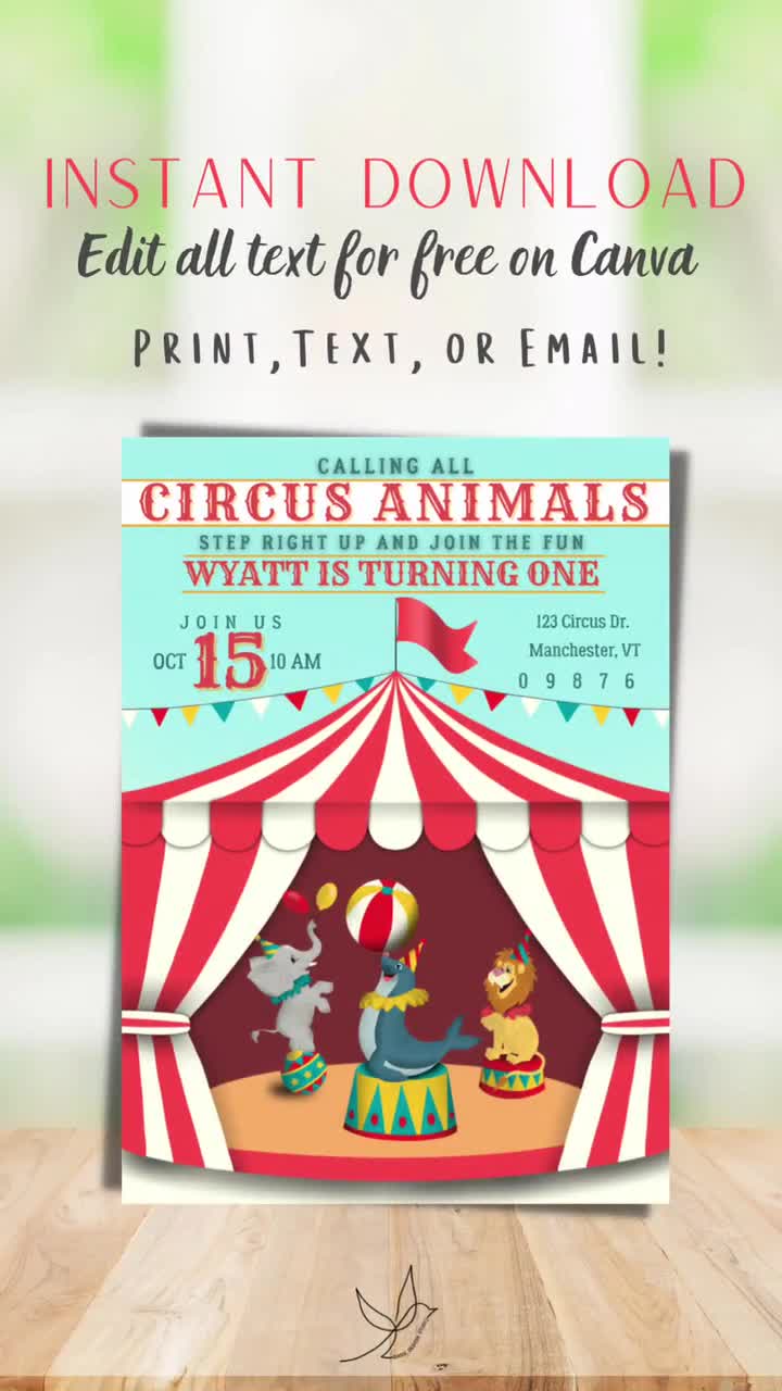 Instant Downloand Circus Theme Invitations Free Printable,