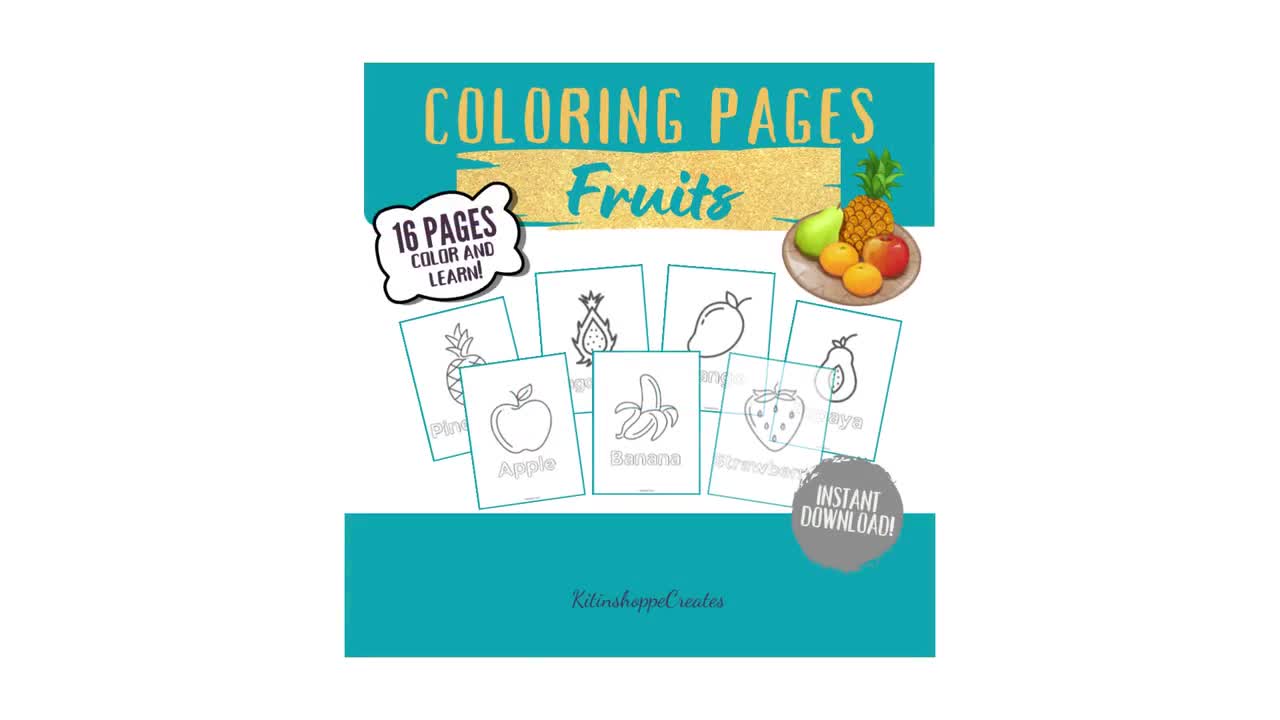 Learn Fruit Names Cute Fruits Coloring Pages For Kids