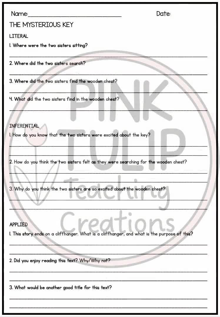 Comprehension Strategies Worksheets
