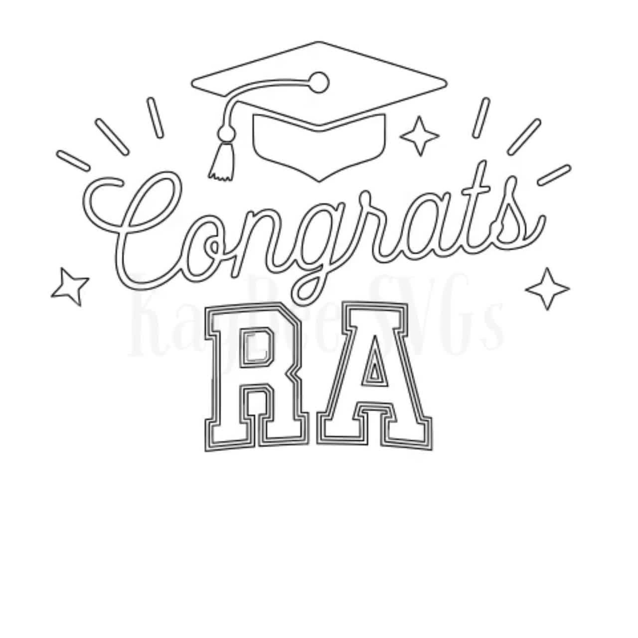 Congrats Graduate Sketch Logo Hand Draw Graduation Cap Stock