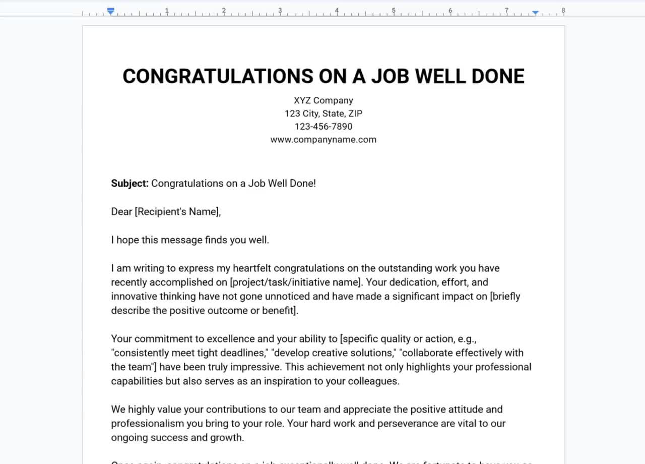 Congratulations Job Well Done