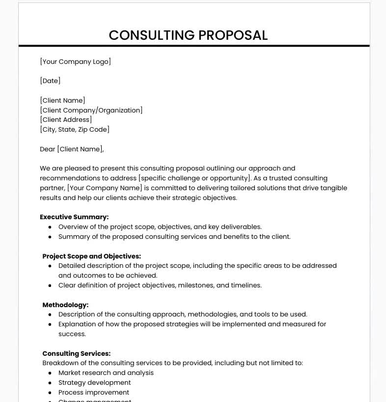 Consultant Proposal Template Consulting Proposal Structure & Template