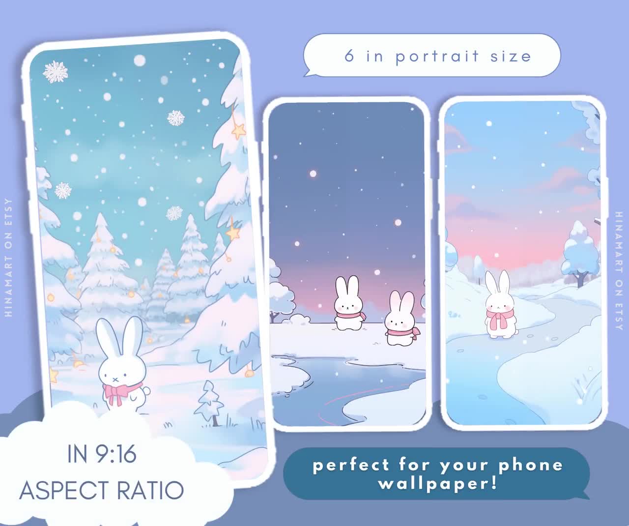 Bunnies With Winter Background Desktop Wallpapers Cute & Happy Bunny