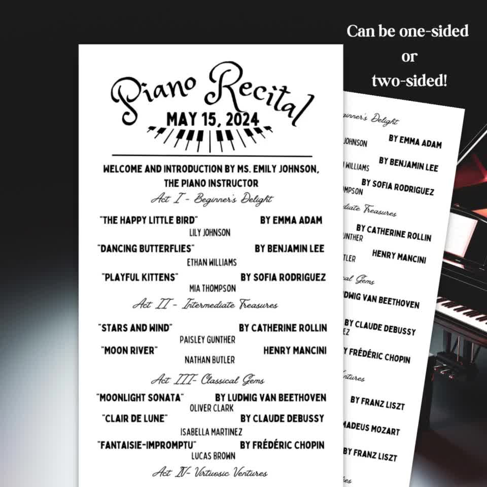 Suzuki Piano Recital Program Template Students