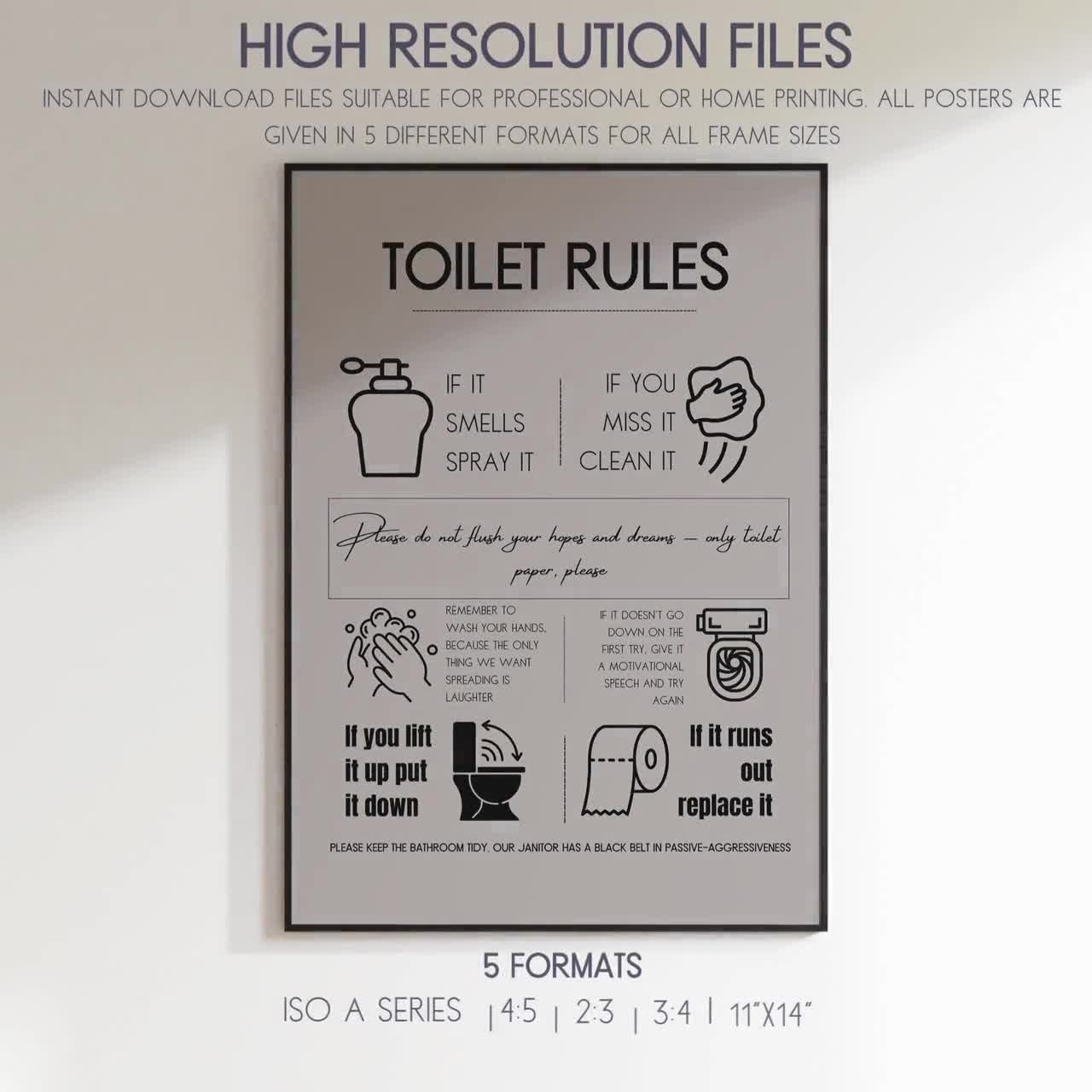 Funny Bathroom Rules Printable BATHROOM RULES FRAMED WALL ART PRINT