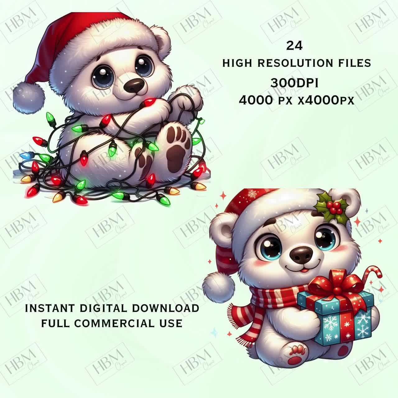 Cute Cartoon Christmas Polar Bear Cute Christmas Polar Bear With Gifts