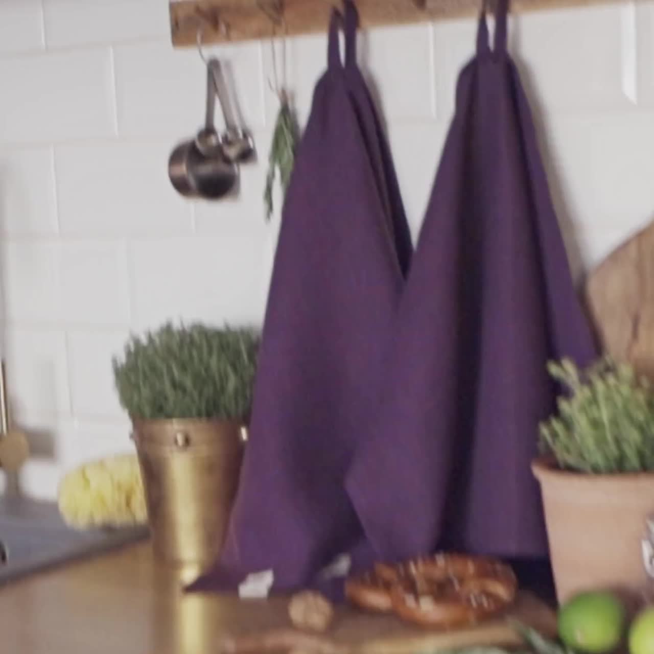 Linen tea towels 2 pcs Deep purple linen tea towels Hand towels Heavy weight linen towel Linen dish towel various colours
