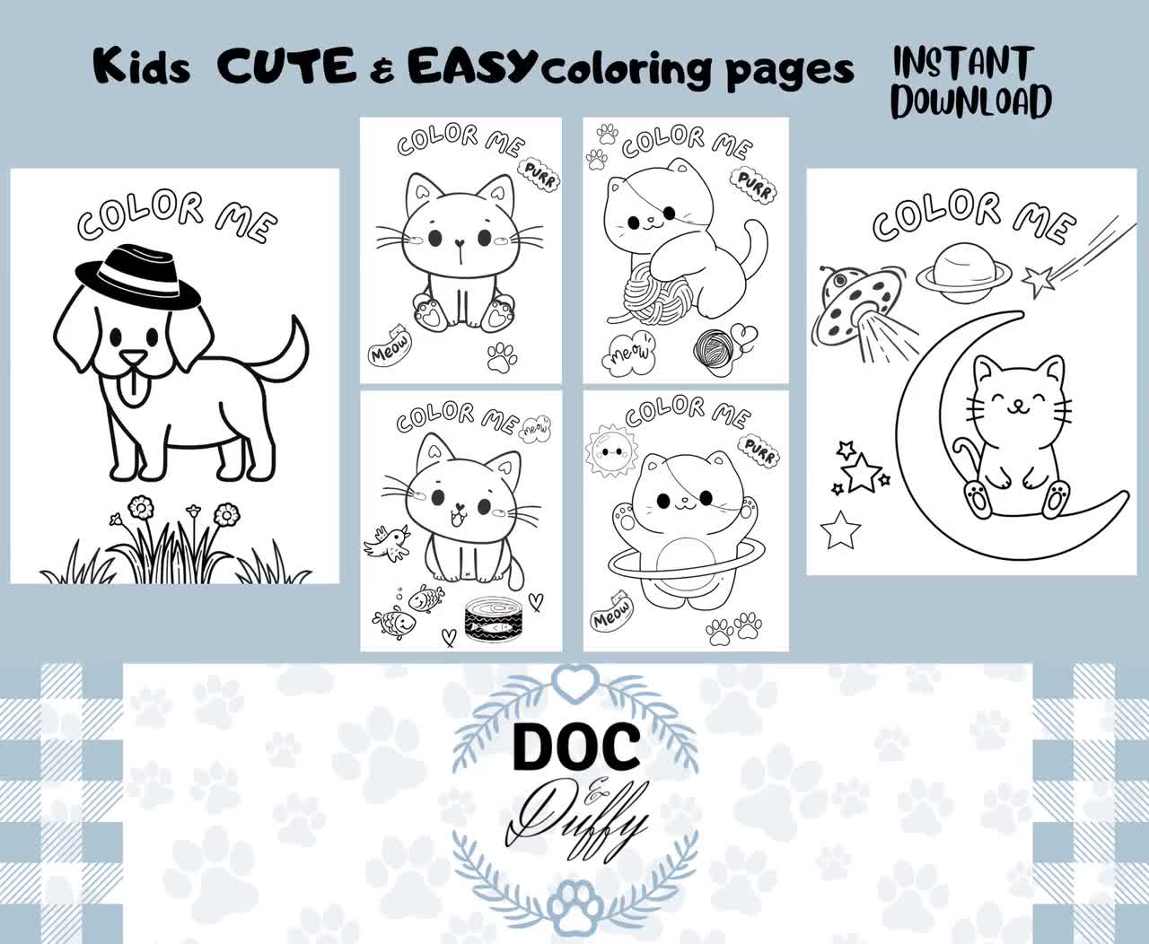 free printable cat and dog coloring pages