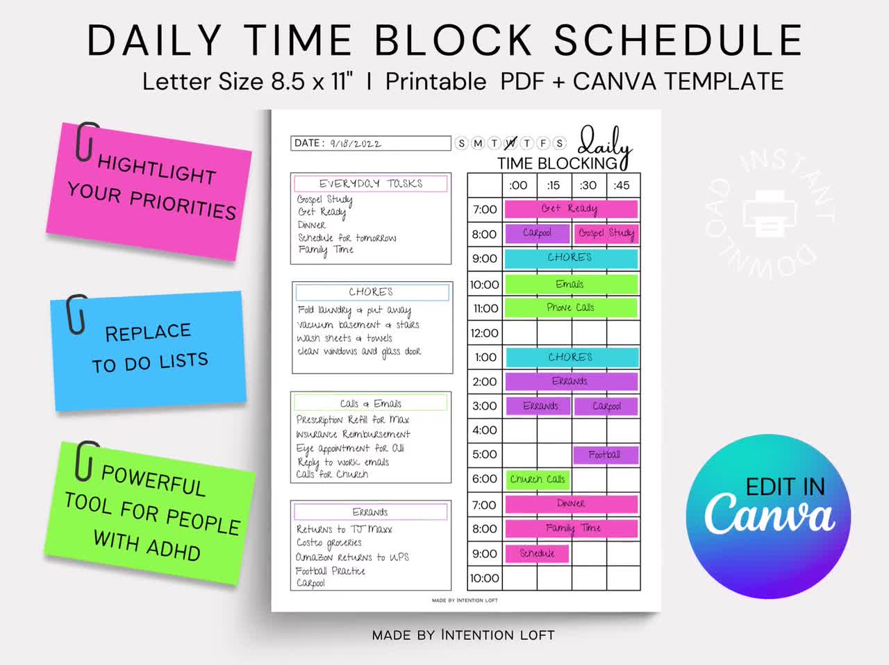 Blocking Chart Template