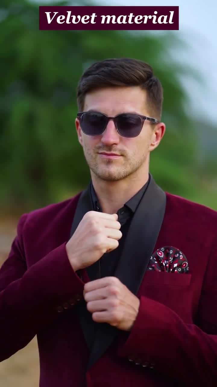 Blazer Ajustado Rojo Para Hombre