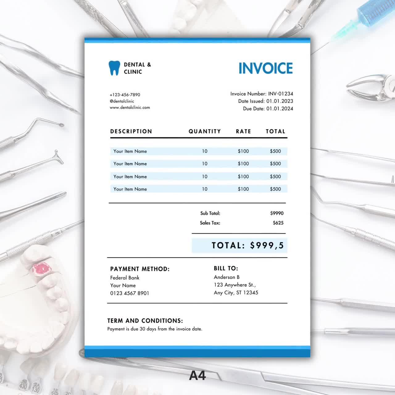 Dental Invoice Template Invoice Template For Dentist Dental Invoice