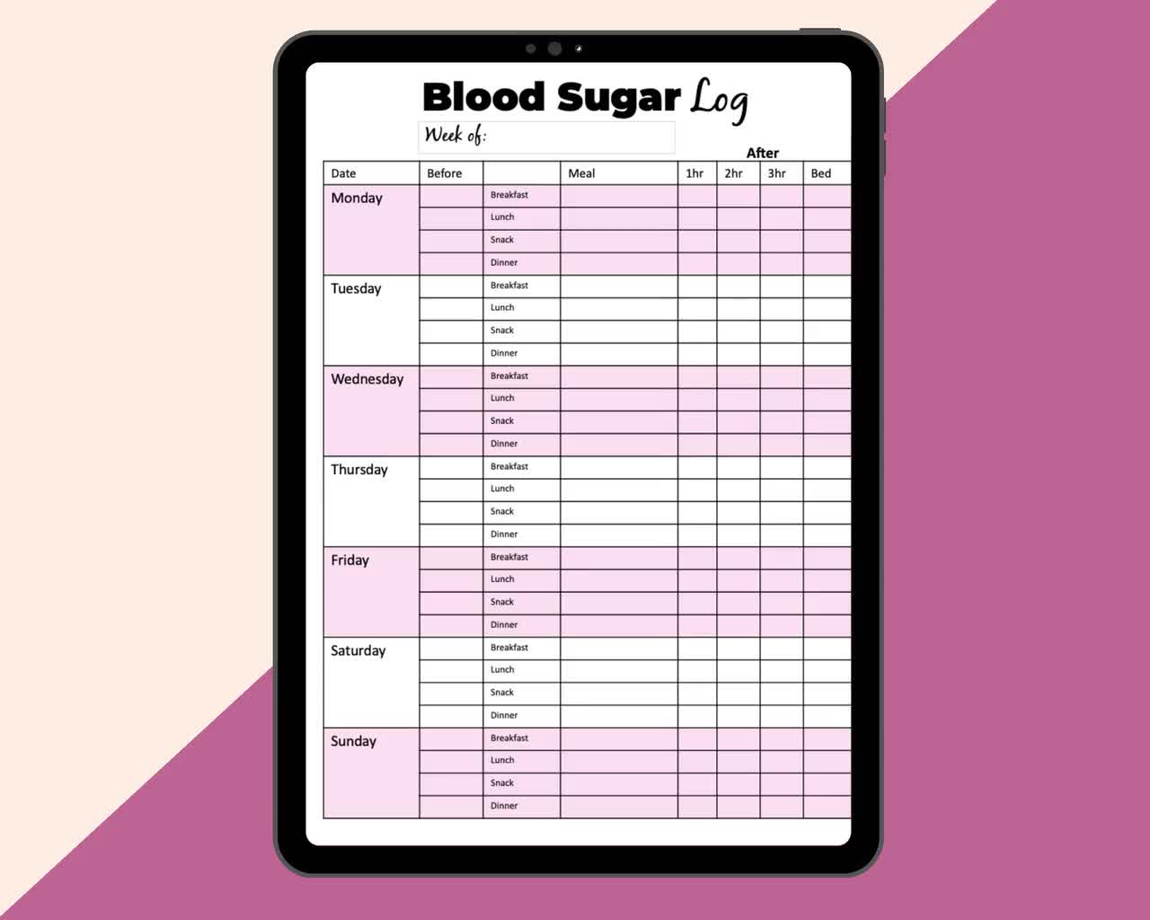 Glucose Monitoring Journal Diabetes Daily Log Book With Food List - A5 ...