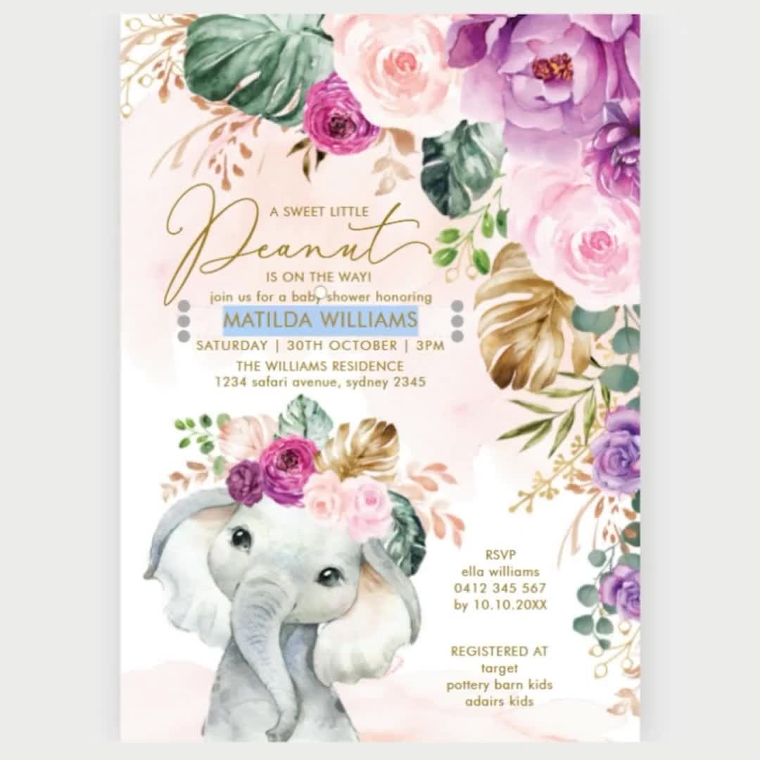 Elephant Baby Shower Invitations Etsy