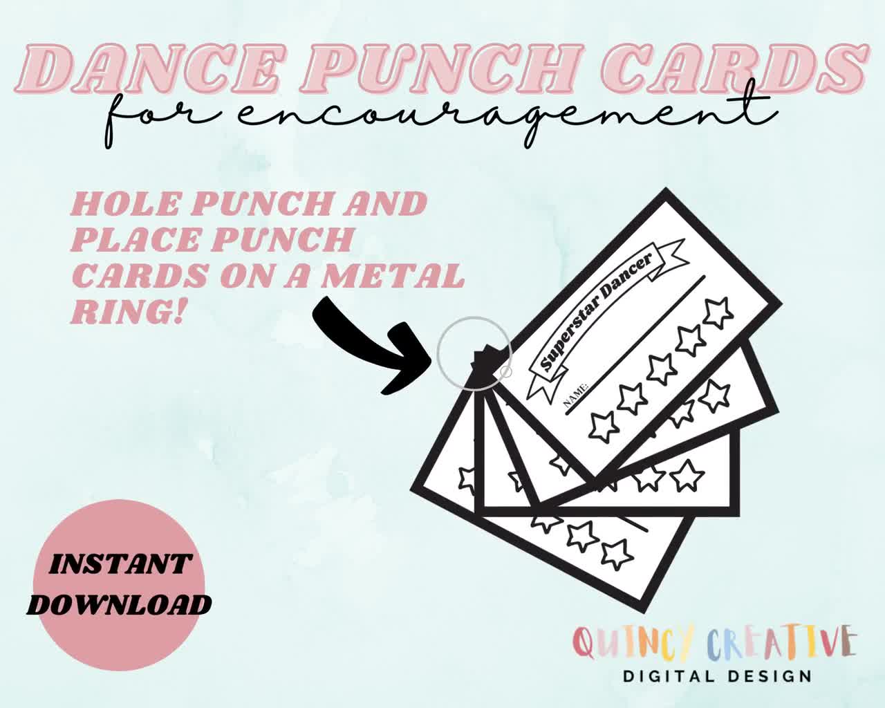 Dance Class Punch Cards Printable Tuition Expression Dance Studio